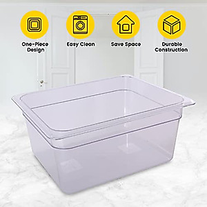 EASYROSE 6-Pack Food Pan Half Size Clear Polycarbonate Food Pans 6" Deep Commercial Hotel Pans for Party, Restaurant, Hotel