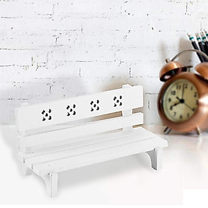Zerodis 1/12 Scale Dollhouse Wooden Park Bench Simulation Miniature Furniture Chair Park Seat Mini Dollhouses Landscape Art DIY Craft Ornament Fairy Garden Decor Doll Toys Accessories (White)