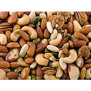 Dry Roasted Deluxe Mixed Nuts with Himalayan Salt (1 Lb.) - A Super Tasty Mix of Almonds, Brazil Nuts, Cashews, Pecans & Pistachios - Farm Fresh Nuts Brand