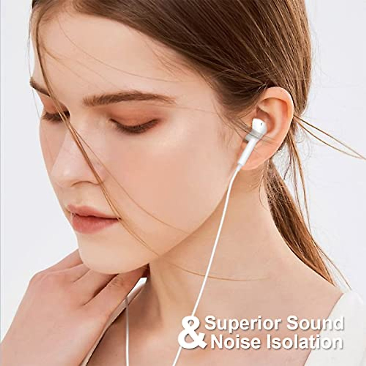 Wired Lightning Headphones, MFi Certified ZNOOGRN Wired Earbuds for iPhone in-Ear Earphones with Microphone Volume Control Noise Isolation Earphones