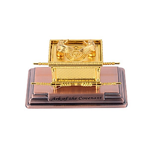 BRTAGG The Ark of The Covenant Replica Gold Plated Statue with Contents, Aaron‘s Rod/Manna/Ten Mandments Stone (Small)