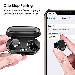 TOZO T12 2022 Wireless Earbuds Bluetooth 5.3 Headphones Black & TOZO S2 44mm 2023 Smart Watch Alexa Built-in Fitness Tracker Black
