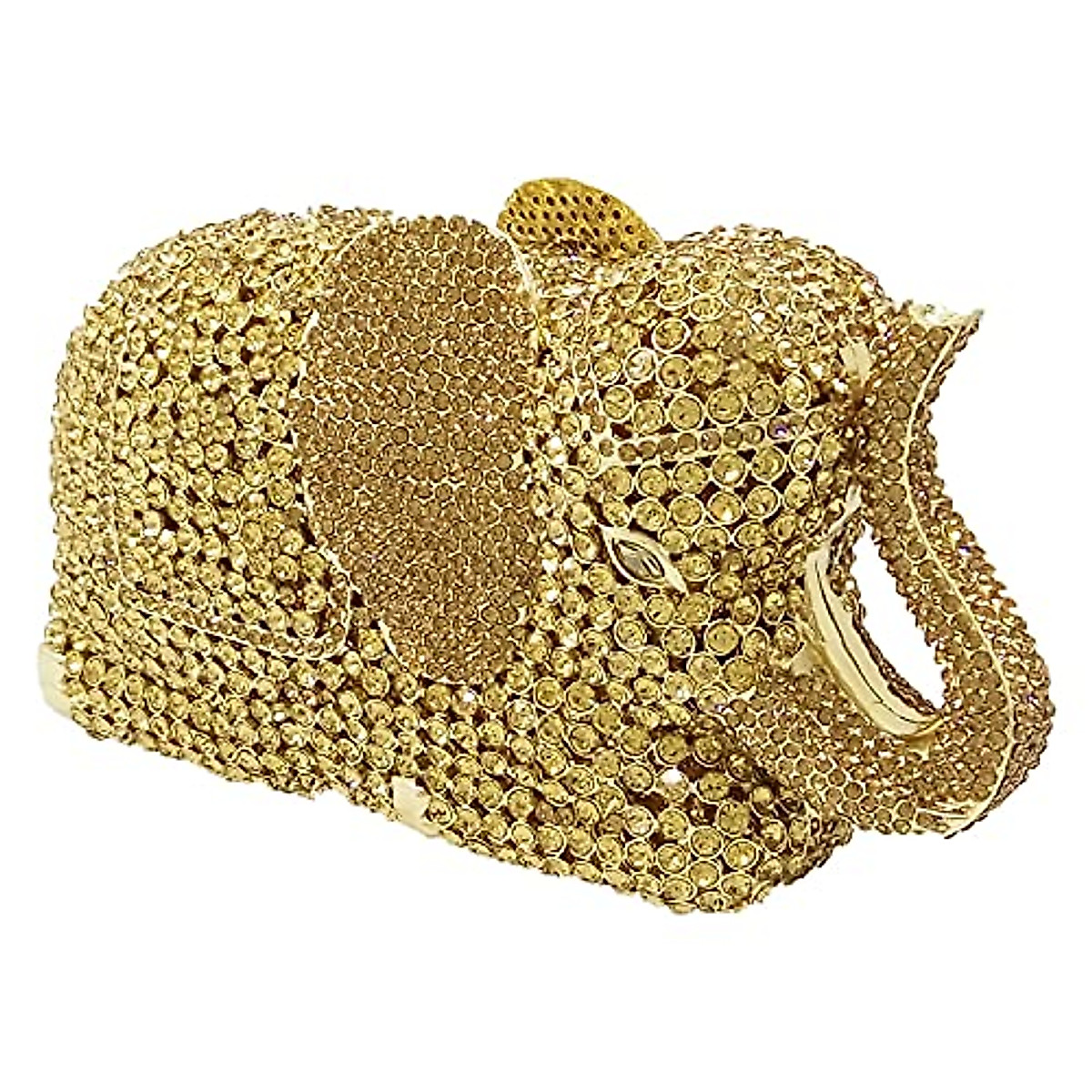 Boutique De FGG Gold Elephant Evening Clutches Bags Metal Minaudiere Handbags Clutch Bridal Wedding Party Purse