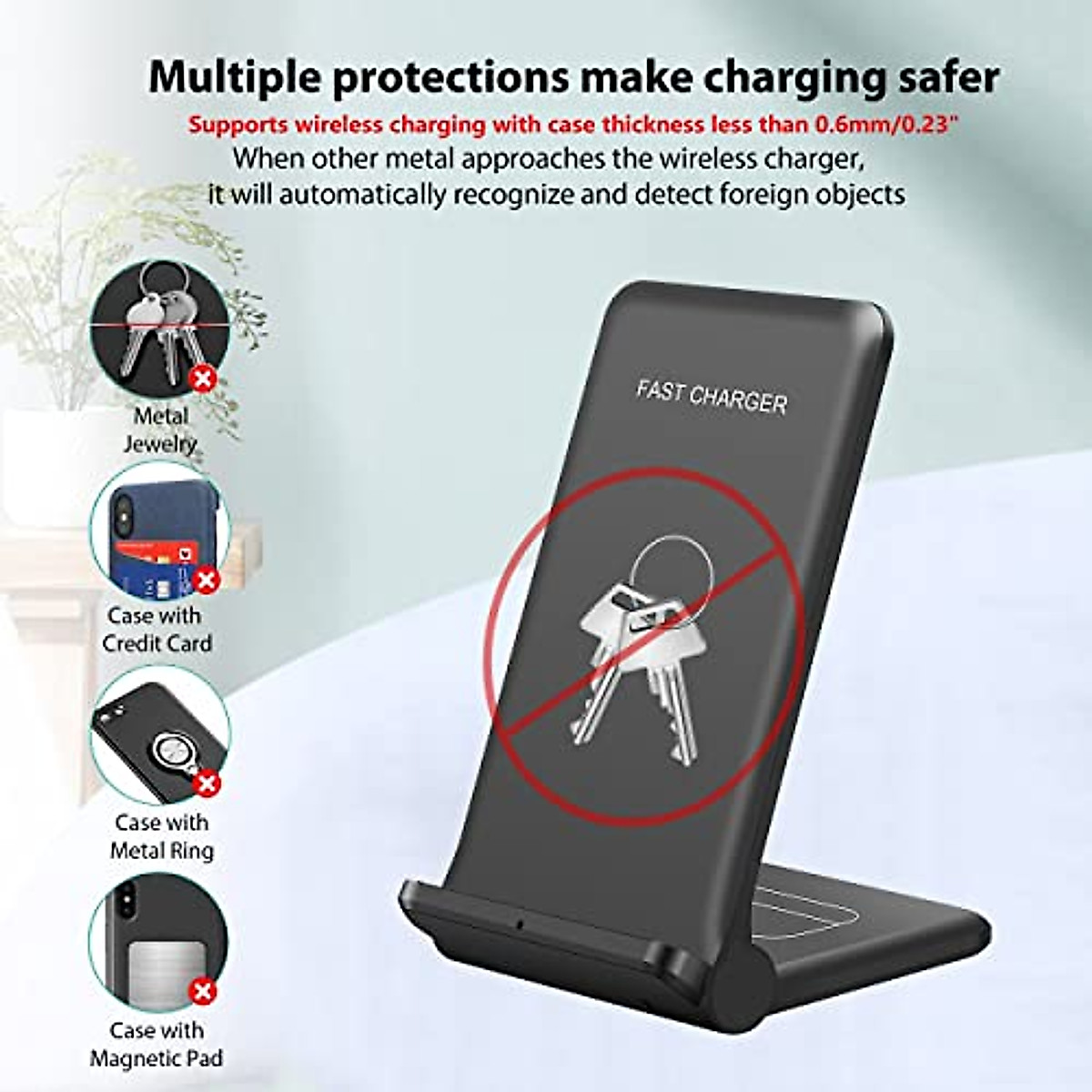 2 in 1 Wireless Charger,Foldable 20W Fast Wireless Charging Stand Compatible with iPhone 15/15 Pro/14/13/12/X/AirPods,Dual Phone Induction Charge Station for Samsung,Pixel,Xperia,LG G8(No Plug)