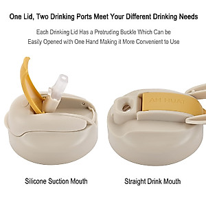 CENSHI 15 oz Stainless Steel Insulated Tumbler with Flip lid and straw,Vacuum Insulated Travel Coffee Cup for Hot and Cold Drinks,1 Pack,Lemon Yellow