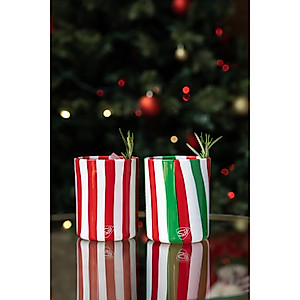 Silipint: Silicone 12oz Rocks Glasses: 2 Pack - Peppermint & Poinsettia - Reusable, Sustainable, Unbreakable, Holiday Parties