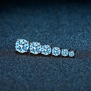 925 Sterling Silver Round-Cut Blue Cubic Zirconia Stud Earrings 3mm-8mm Options, Simulated Diamond CZ Studs Hypoallergenic Jewelry (3mm)