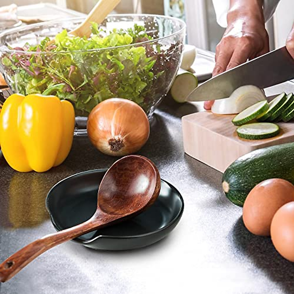 Spoon Rest Spoon Holder For Stove Top Ceramic Stove Spoon Holder For Kitchen Counter Spatula Holder Utensil Rest, Dark Black