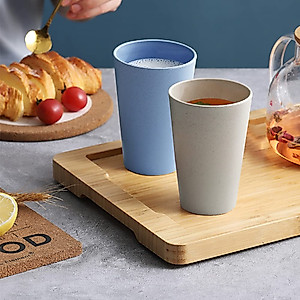 Roucerlin 5PCS Big 20OZ Wheat Straw Cup, Unbreakable Reusable Drinking Cups Water Cup, Stackable Coffee Cup Juice Tumblers, Mug for Coffee, Tea, Water, Milk, Juice (Beige)