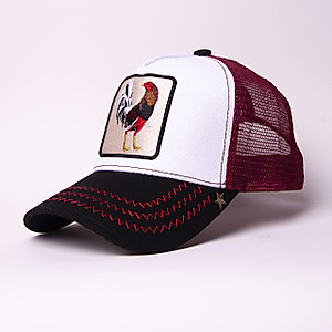 GOLD STAR HAT - Rooster Trucker hat cap red mesh in The back