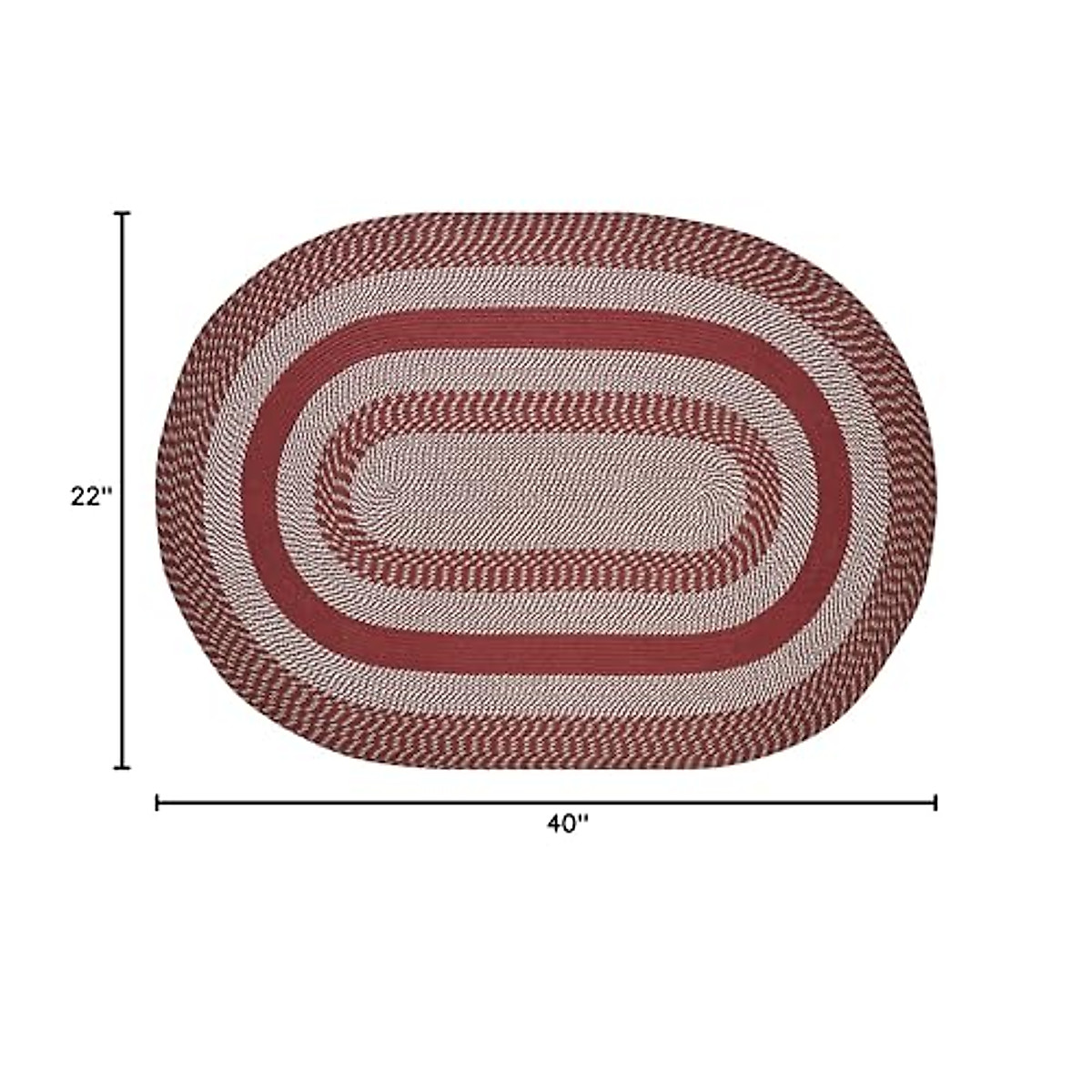 Better Trends Newport Braid Collection is Durable and Stain Resistant Reversible Indoor Utility Rug 100% Polypropylene in Vibrant Colors, 22" x 40" Oval, Barn Red