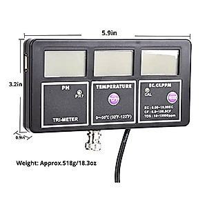6-in-1 EC CF MV Water Quality Tester, -116 Water Quality Monitor Multi Parameter Meter for Aquariums Hydroponics (110V US Plug)