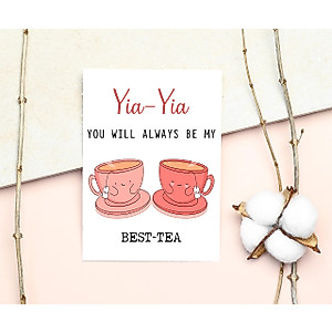 Yia-Yia You Will Always Be My Best-Tea - Funny Pun Card - Best Tea Card - Mother's Day Card - Yia-Yia Bestie Card - Tea Loving Yia-Yia Card - Gift For Her - Yia-Yia Card - Birthday Card Funny