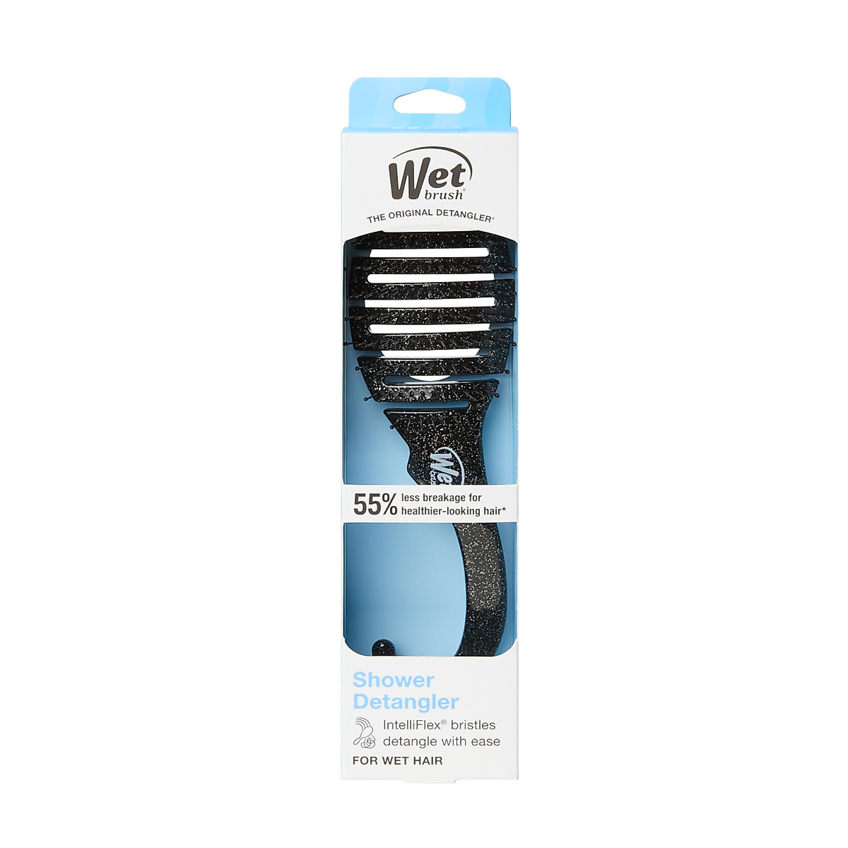 Wet Brush Hair Brush Shower Detangler - Black Glitter - Shower Hair Brush With Ultra-soft IntelliFlex Bristles - Glide Through Tangles With Ease For All Hair Types - For Women, Men, Wet And Dry Hair