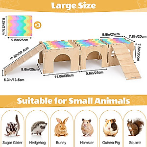 Guinea Pig Hideout, Guinea Pig House with Stairs and Mats Extra Large Guinea Pig Castle Detachable Hideouts for Small Animals Wooden Guinea Pig Habitats with Multiple Doors and Windows