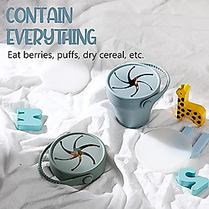 2 Pcs Snack Cups for Toddlers 12oz Collapsible Cup Toddler Cups Spill Proof Toddler Snack Cups Baby Silicone Snack Cup No Spill Bowls for Toddlers Infant Snack Containers (Blue, Green)