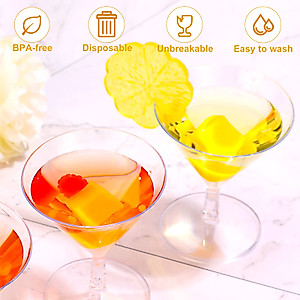 Boao Clear Plastic Martini Glasses 2oz Disposable Cocktail Glasses Mini Dessert Cups Shooter Shot Glasses for Parties Wedding Events, Cocktails Parties (150 Pieces)