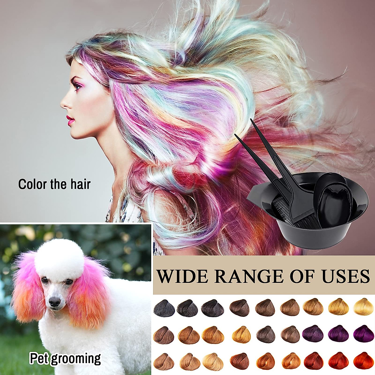 1st Choice Hair Dye Color Brush and Bowl Set, Tint Comb for Hair Tint Dying Coloring Applicator, (2 brushes+Mixing Bowl) …