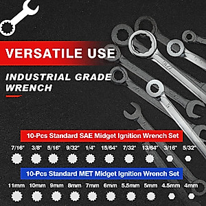 SPEEDWOX Mini Wrench Set Metric SAE Ignition Wrench Sets Open and Box End Wrench Set Small Wrench Set Combination Wrench Sets with Storage Pouches and Key Chains, 4mm-11mm & 5/32"-7/16"