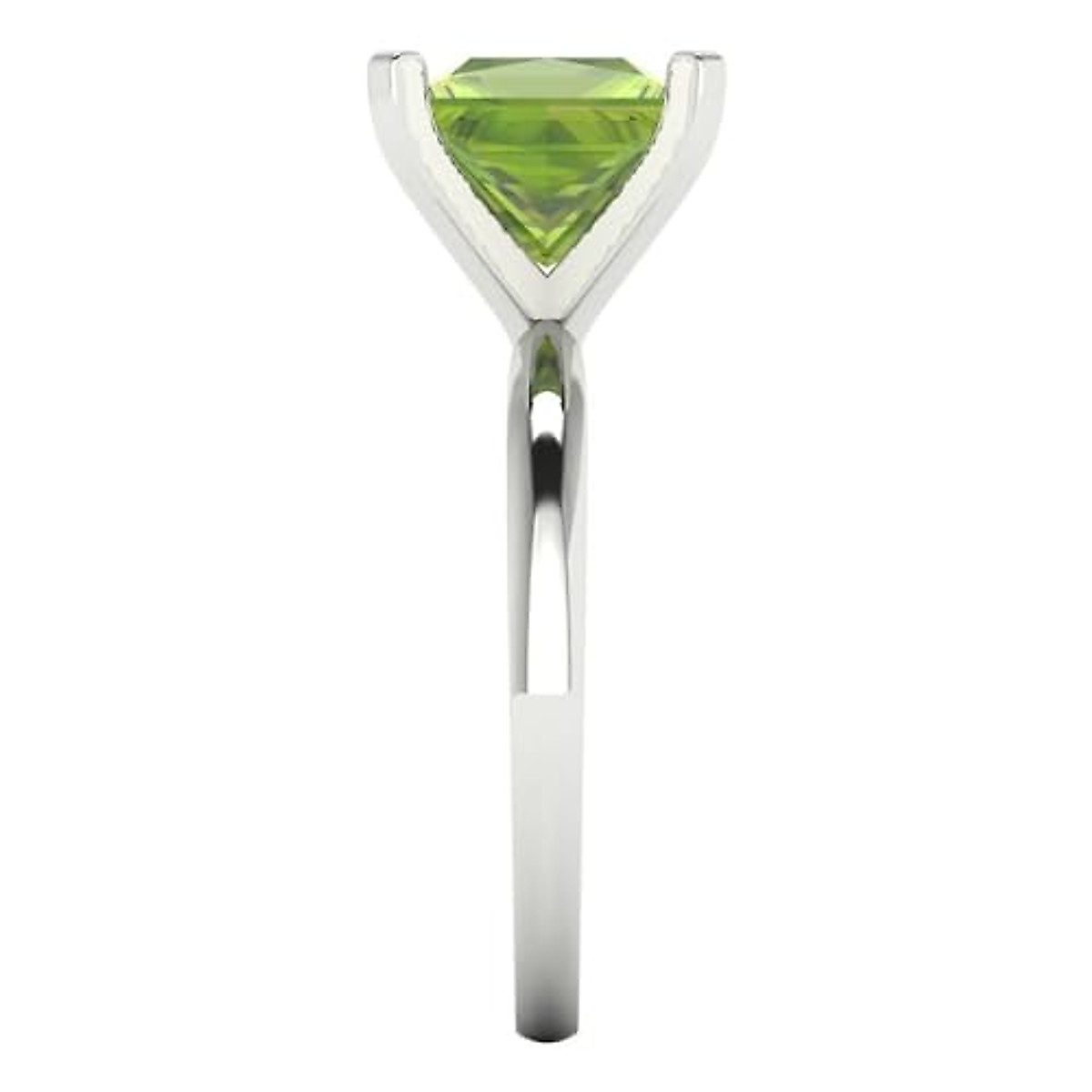 Clara Pucci 3.0 ct Princess Cut Solitaire Natural Peridot Engagement Wedding Bridal Promise Anniversary Ring 18K White Gold Size 3.5