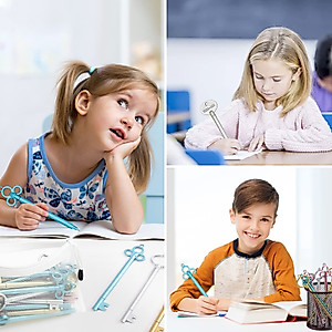 30 Pieces Cute Key Shape Pen Vintage Key Gel Ink Pens Mini Fancy Novelty Pens Retro Black Fine Ballpoint Point Pen with Mesh Pencil Bag Zipper Pouch for Office Stationary School Party Supplies