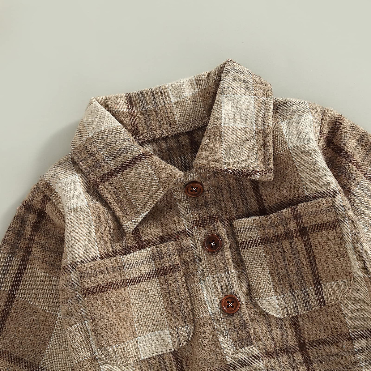 Baby Boy Plaid Shirt Romper Flannel Long Sleeve Oversized Tops Infant Button Down Fall Clothes (Coffee,0-6 Months)