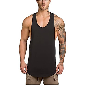 Muscle Killer 3 Pack Men's Muscle Gym Workout Stringer Tank Tops Bodybuilding Fitness T-Shirts (Black+Apricot+Dark Purple, Medium)
