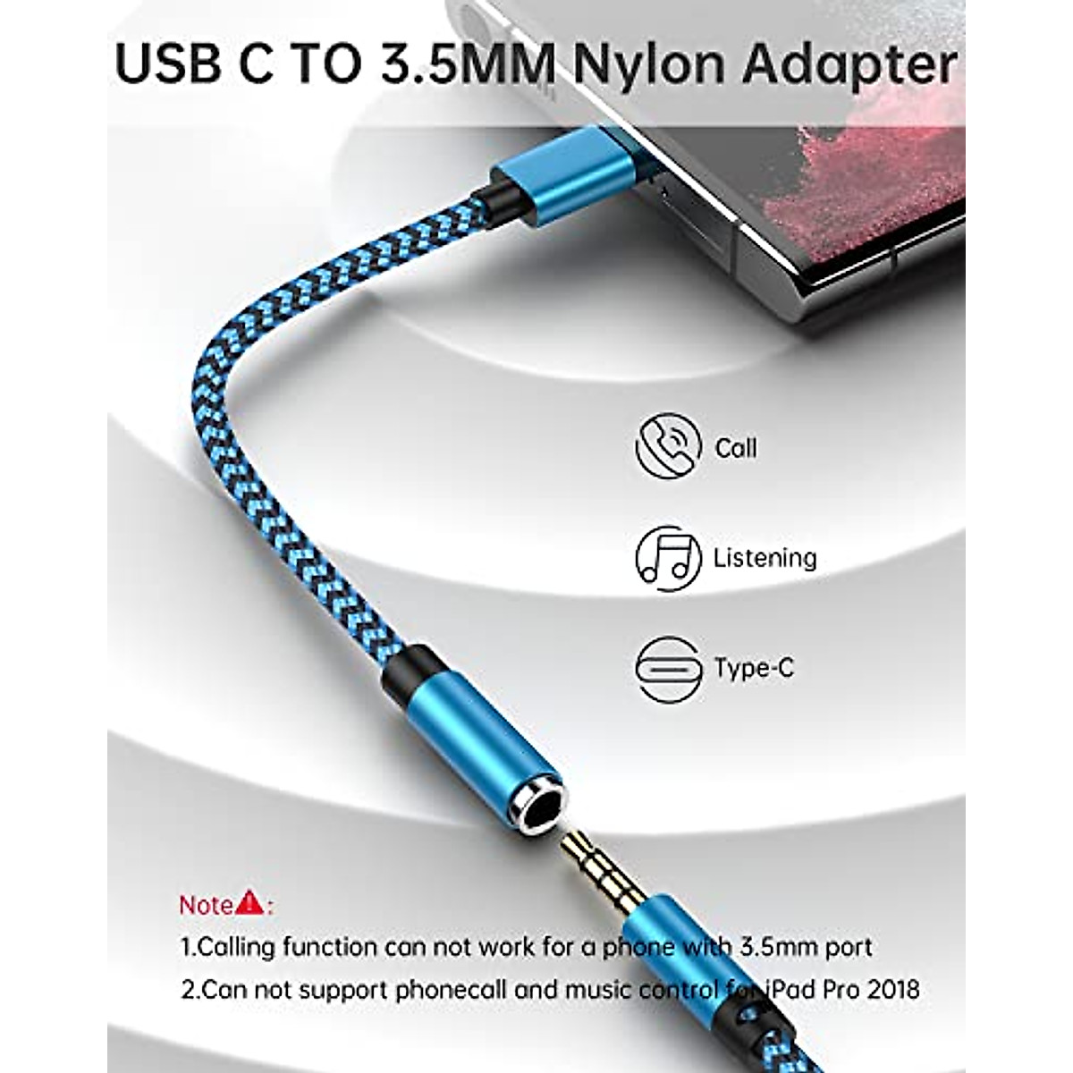 USB C to 3.5mm Audio Adapter, Male to Female Aux Cable for Samsung Galaxy S23 S22 Ultra S22+ S21 Plus S20 FE, Google Pixel 7 Pro 6 6a 5 5a 4 XL, iPhone 15 USBC Stereo Jack Headphone Dongle Adaptor