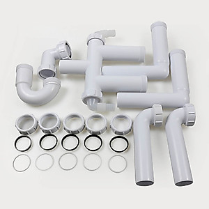 Talea Double Kitchen Sinks Drain Pipe Kit Drain Pipe Rear Hard Tube