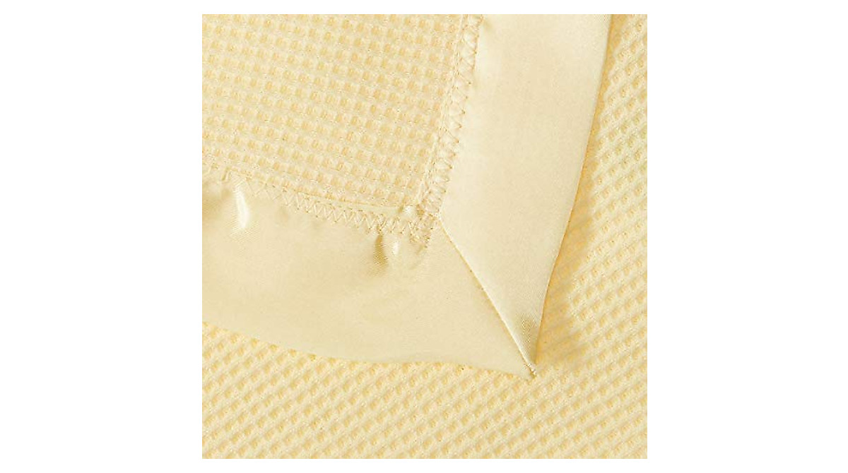 Cozy Yellow Thermal Baby Blanket with Satin Trim