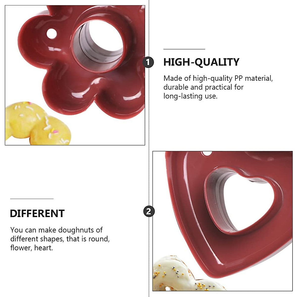 Hemoton 3pcs DIY Donut Mold Plastic Bakery Doughnut Cake Maker Mold Biscuit Stamp Cake Mould Desserts Bread Cutter Maker Mold Kitchen Baking Tool