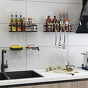 4 Pack Shower Caddy Basket Shelf with Soap Holder, No drilling Shower Organizer with 14 Hooks for Hanging Sponge, Towels or Razor, Rustproof Shower Shelves for Bathroom, Kitchen, Toilet, Power Room