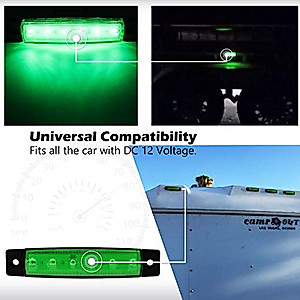Meerkatt (Pack of 20 3.8 Inch Green 6 LED Mini Side Marker Light Tail Rear Fender Front Lamp Trucks Trailers Boat Pickup 12v DC Model TK12