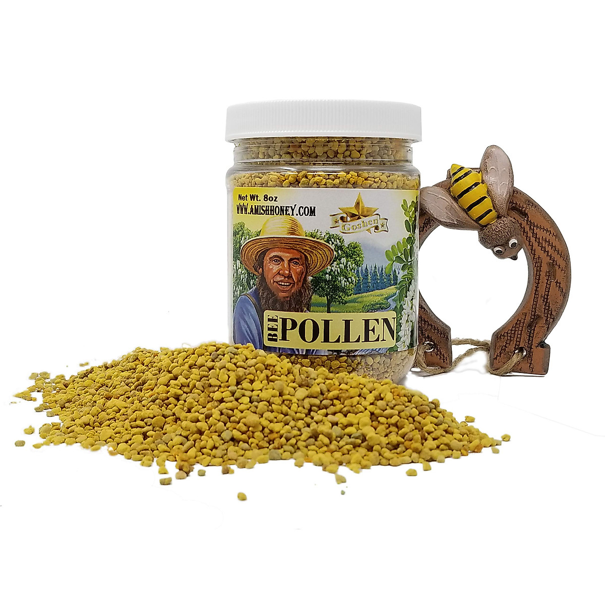 Goshen Amish Country Honey Extremely Raw BEE POLLEN Whole Granules Bee Pollen - 100% Pure Natural Health Benefits - Unfiltered | 8 Oz