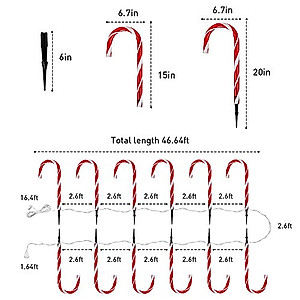 walsport Christmas Candy Cane Pathway Lights Markers Holiday Walkway Lights Outdoor Ornaments Garden Stakes Set of 12 for Yard Lawn Xmas Outside Decorations