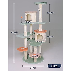 HYABi 63 inch cat Tree Creative Flower cat Climbing Frame cat Apartment with Flower Rest Platform(Large 7 Platforms)