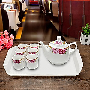 Lesbin White Plastic Fast Food Serving Trays, 16.9-Inch by 12-Inch, Set of 4