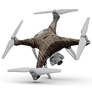 Design Skinz Design Skinz Rough Textured Dark Wooden Planks Full-Body Wrap Decal Skin-Kit Compatible with The Drone DJI Phantom 4