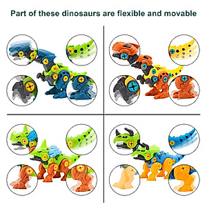 3 otters Take Apart Dinosaur Toy, STEM Toys for Kids 4PCS STEM Dinosaur Building Blocks Educational Gifts for 3 4 5 6 7 8 Year Old Boys Girls
