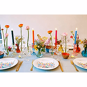 Talking Tables Blue Glass Candlestick Holder Taper Candle Stand for Indoor or Outdoor Dining, Elegant Dinner Party Decorations, Birthday, Garden, Wedding, Home Décor Large