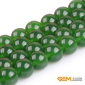 GEM-Inside Natural 8mm Green Taiwan Jade Gemstone Loose Beads Round Crystal Energy Stone Power for Jewelry Making 15"