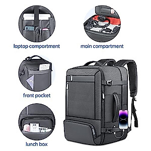 50L Large Travel Backpack for Men, Extra Large Carry On Backpack Airline Approved, Expandable Mens Backpacks Suitcase Luggage Backpack for Travel, 17 Inch Laptop Backpack Gifts for Men/Women, Black