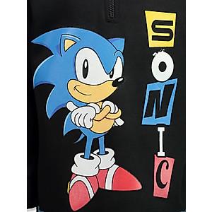SEGA Sonic The Hedgehog Little Boys Fleece Half Zip Hoodie Black 7