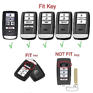 Royalfox(TM) Luxury 2 3 4 Buttons Soft TPU Smart Remote Key Fob case Cover for Acura RLX RDX MDX ILX TLX PLX NSX,with Bling Key Strap (Silver)