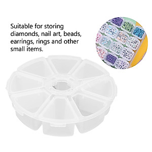 8 Grids Jewelry Dividers Box Organizer, Round Clear Plastic Bead Case Storage Container for Jewelry, Nail Art, Small Items, DIY Craft