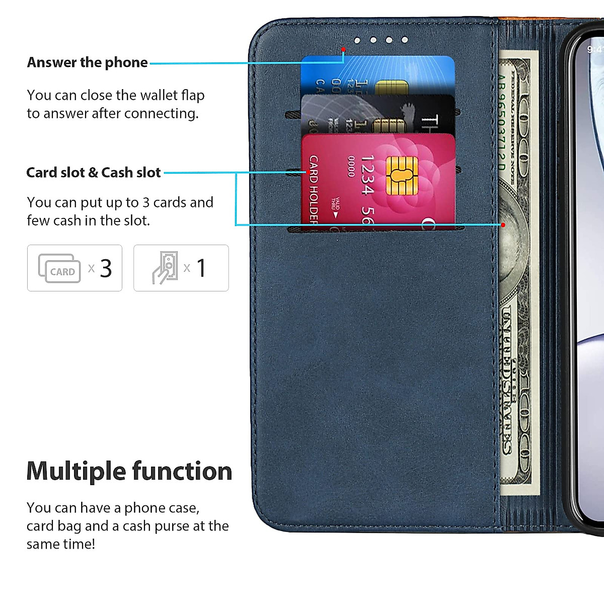 Ｈａｖａｙａ for iPhone XR Case Wallet iPhone XR Wallet case for Men with Card Holder Flip Folio Leather Cover with Credit Card Slots-Blue and Yellow