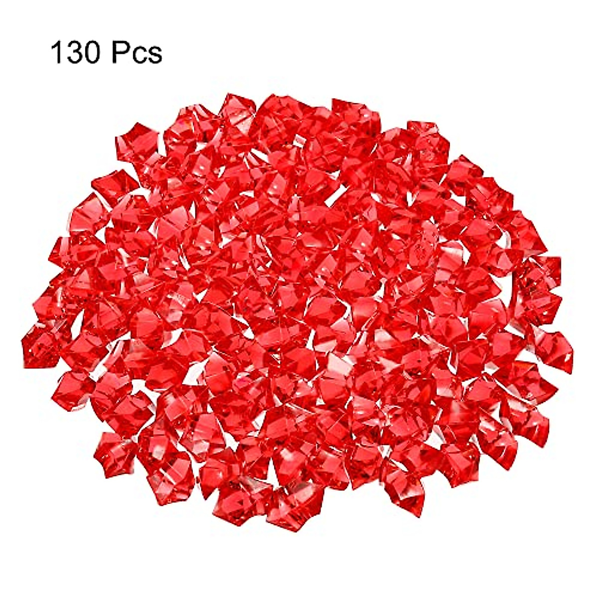 PATIKIL 25x15mm Fake Ice Rocks Cube, 1 Pack (130Pcs) Acrylic Irregular Crushed Crystal Rock Fake Diamond for Home Wedding Decor Photography Props, Red