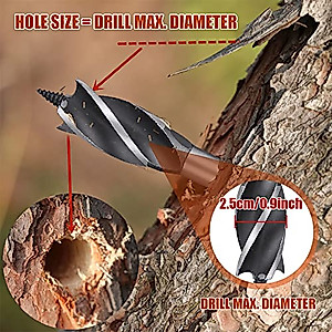 Bushcraft Hand Auger Wrench, Hand Auger for Bushcraft Backpack and Camping, Manual Auger Outdoor Wood Peg and Hole Maker Bushcraft Gear Bushcrafting Tools (Leather Case Brown)