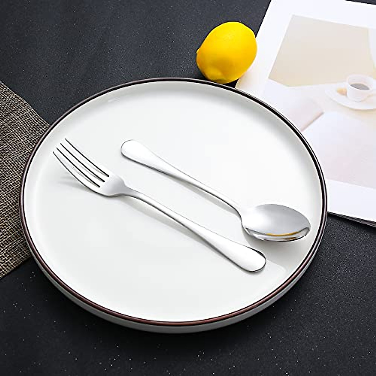 Set of 12, Stainless Steel Dinner Forks and Spoons Silverware Set, Heavy-Duty Dinner Forks (8 Inch) and Spoons(7 Inch) Cutlery Set, Dishwasher Safe (Silver)