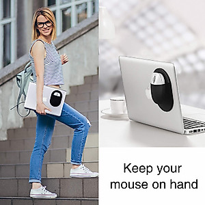 Epessa Universal Stick-On Mouse Pouch, Mouse Holder for Wireless Mouse, Mouse Sleeve for Laptop, Reusable Adhesive, No Glue Residue, Compatible with iPad or MacBook (Black)